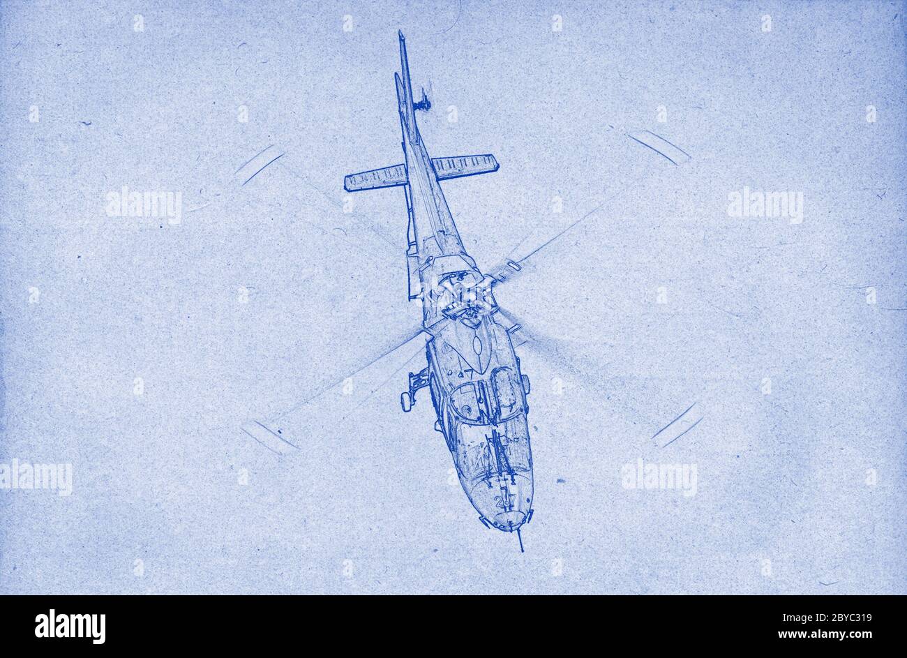 Blue winged helicopter hi-res stock photography and images - Alamy
