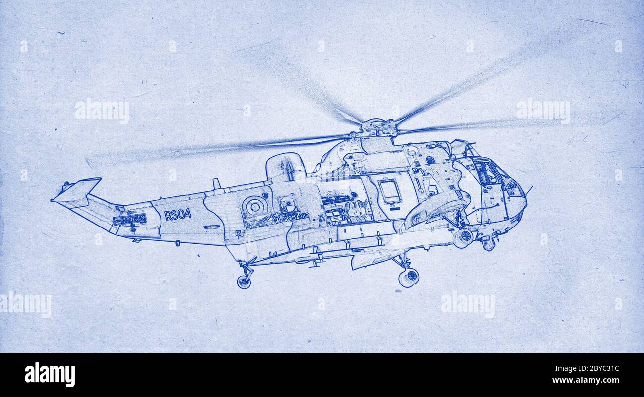 Blue winged helicopter hi-res stock photography and images - Alamy