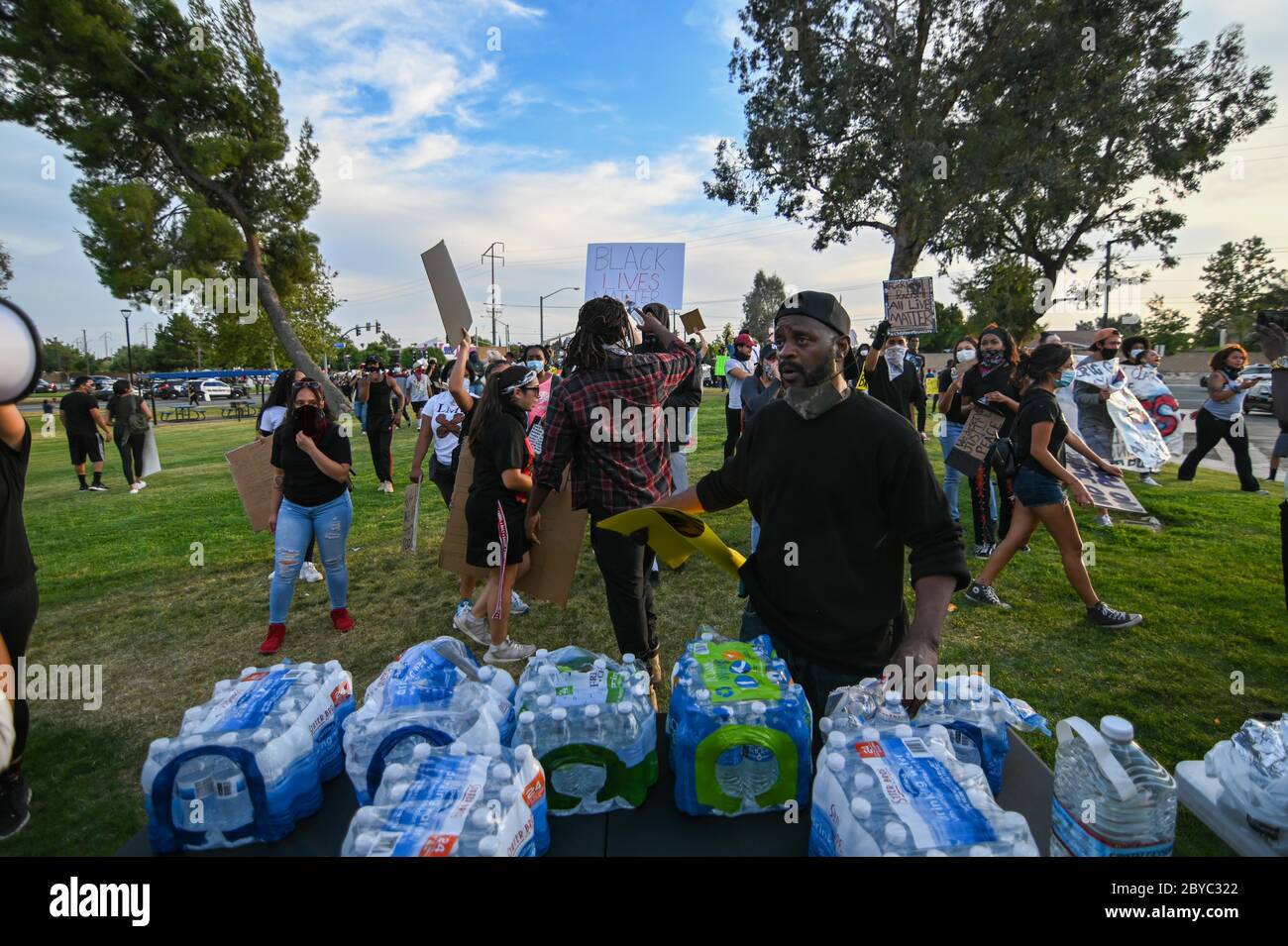 Moreno Valley, United States. 01st June, 2020. Demonstrators hand out ...
