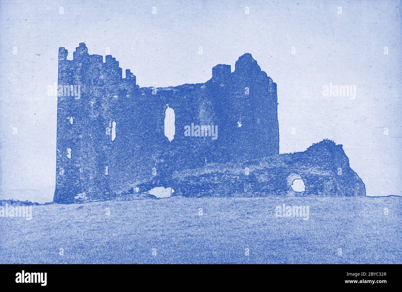 Drawing of a ruin of a castle Stock Photo - Alamy