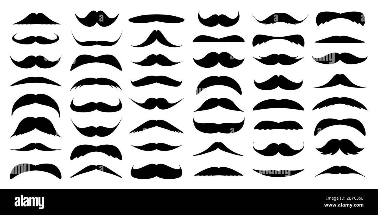 Mustache collection. Vintage moustache isolated on white. Facial hair ...