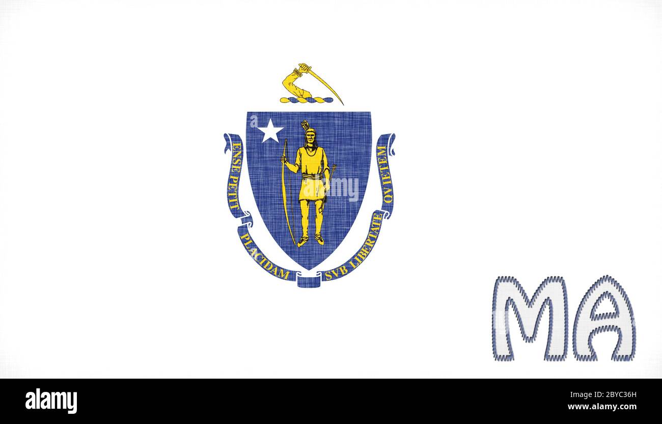 Linen flag of the US state of Massachusetts Stock Photo - Alamy