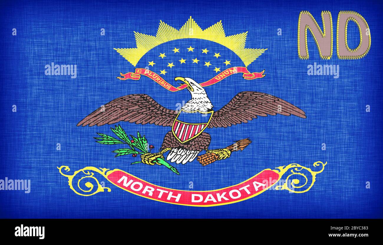 Linen flag of the US state of North Dakota Stock Photo - Alamy