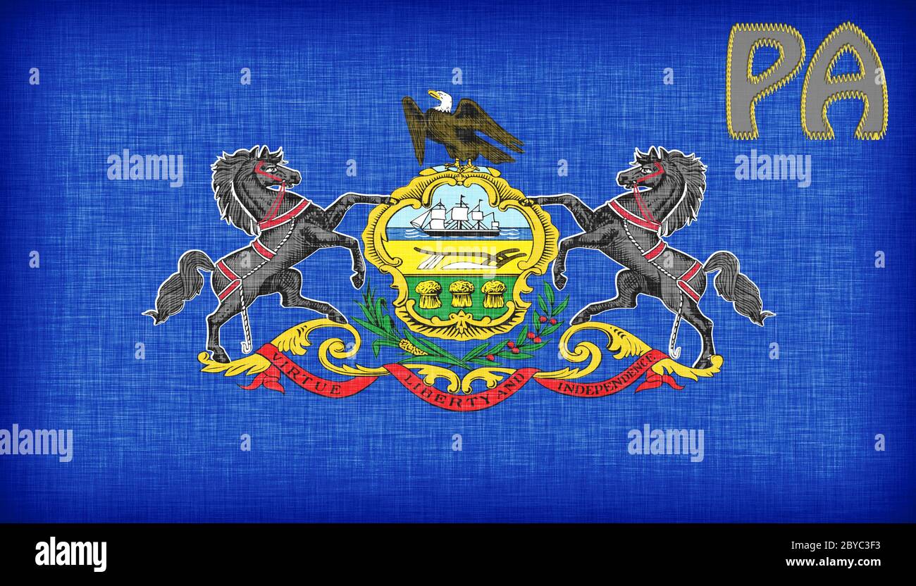 Linen flag of the US state of Pennsylvania Stock Photo - Alamy