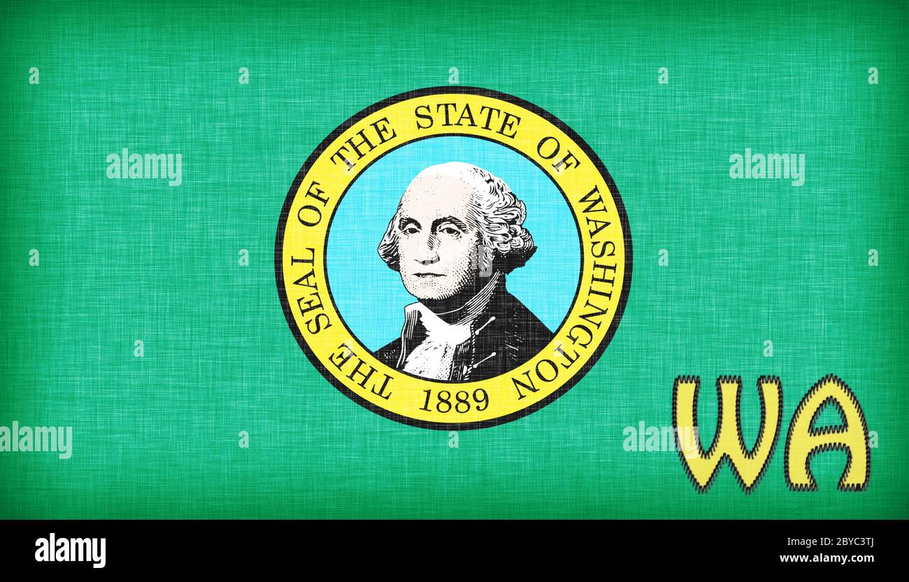 Linen flag of the US state of Washington Stock Photo - Alamy