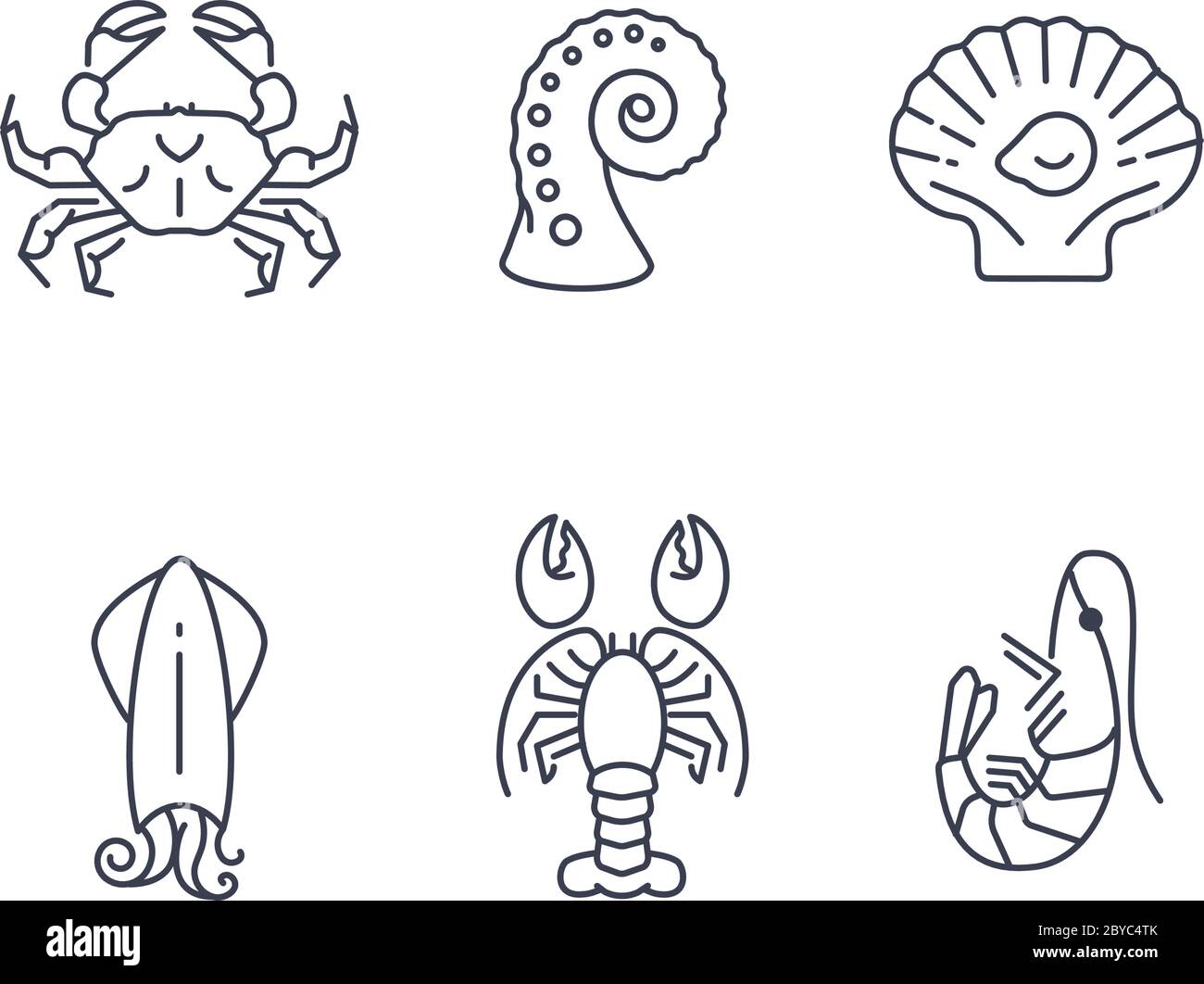 Simple sea animals icon set, vector seafood Stock Vector Image & Art ...