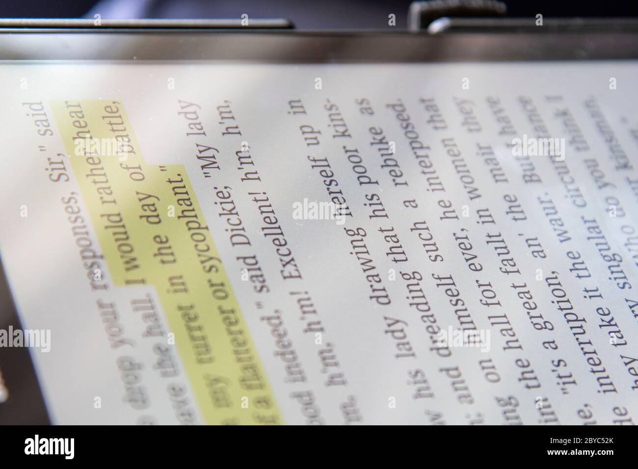 Highlighted text on tablet Stock Photo - Alamy