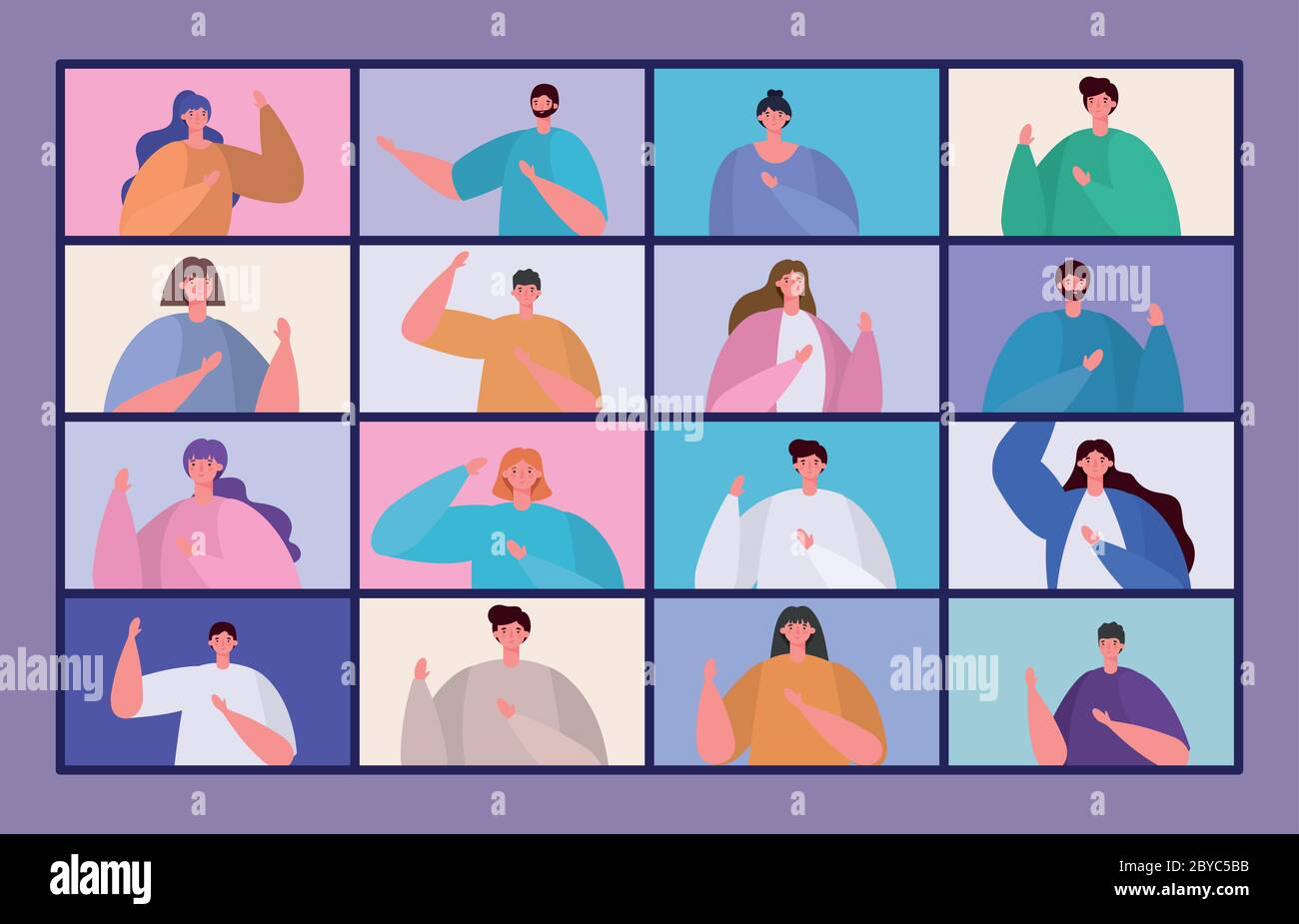 People avatars on websites frames in video chat design, Call online ...