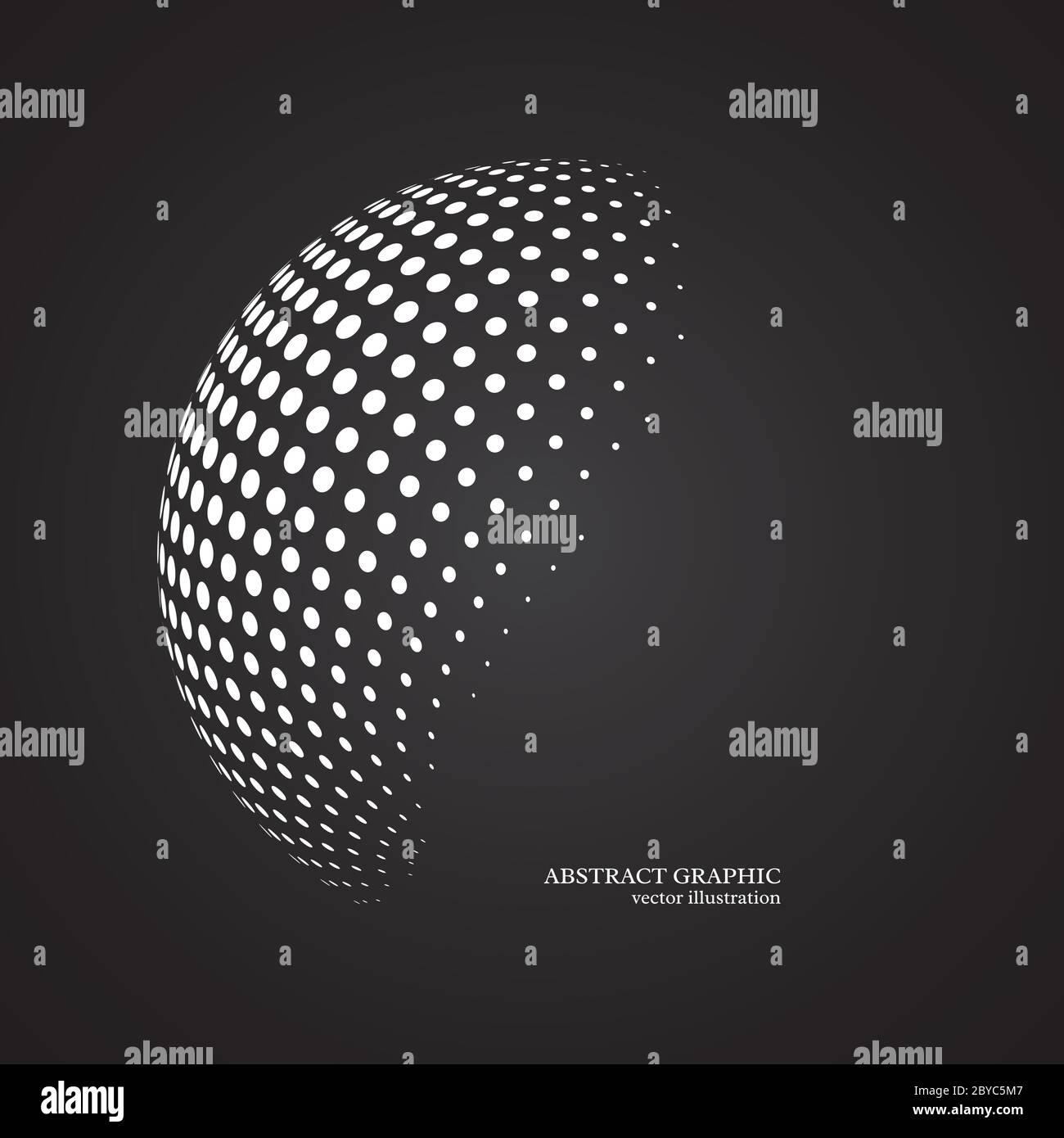 Abstract globe dotted sphere, 3d halftone dot effect. White colo Stock ...