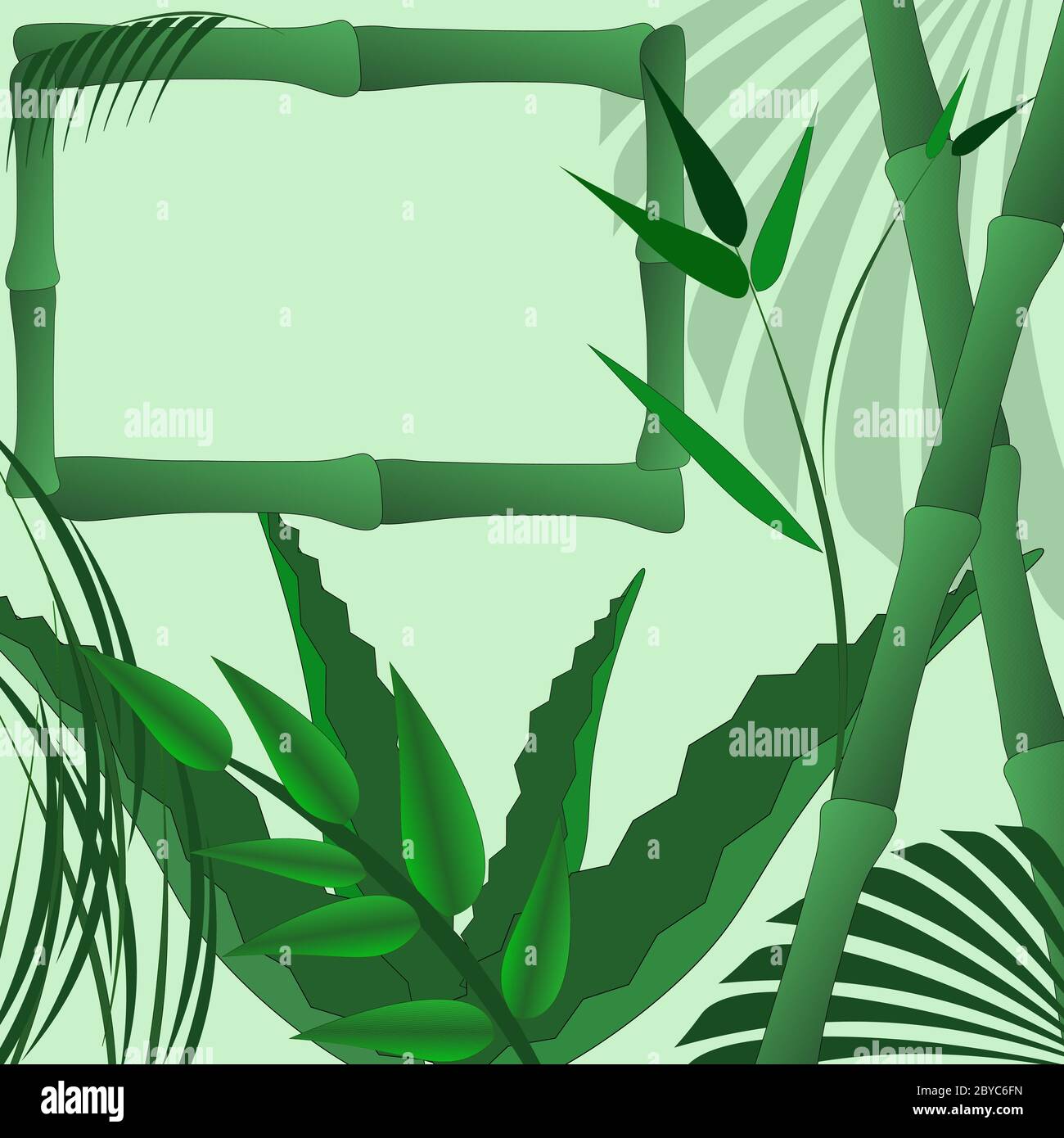 bamboo tropical agave leaves palm pattern frame template Stock Vector ...