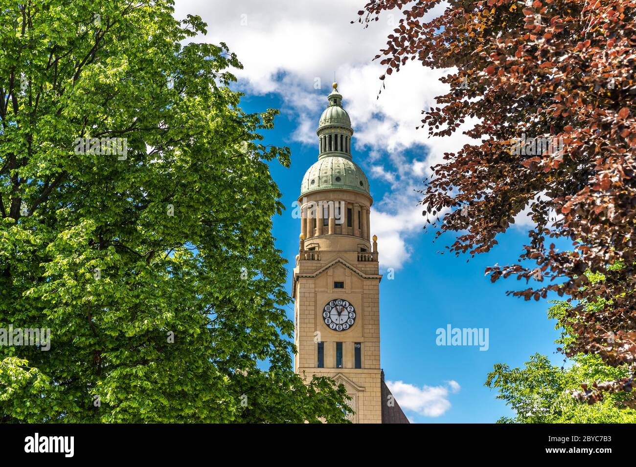 clock tower on the square of european city Stock Photo - Alamy