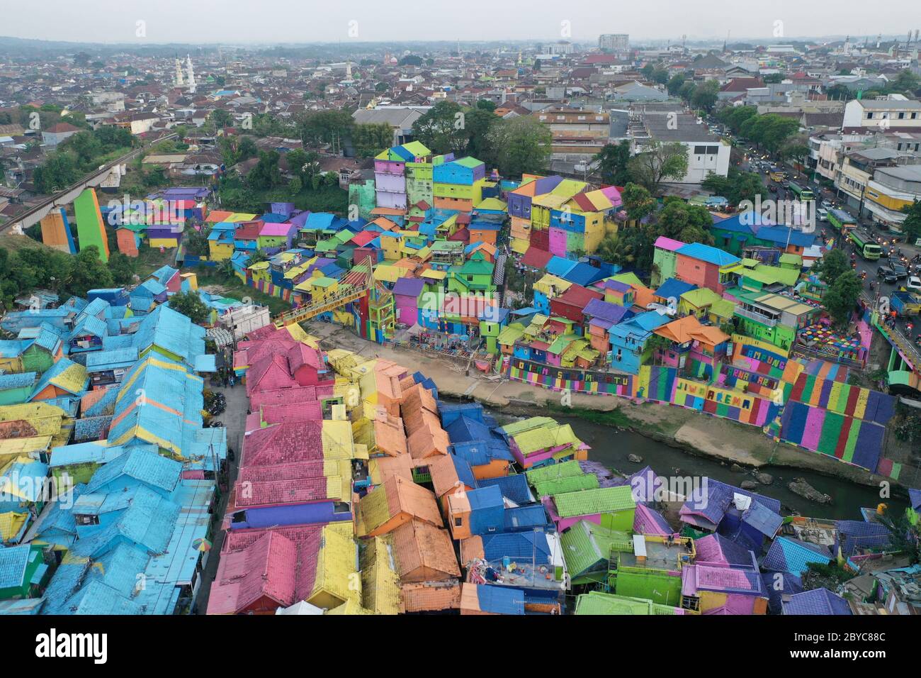 Colorful neighborhood in Malang Indonesia Stock Photo - Alamy