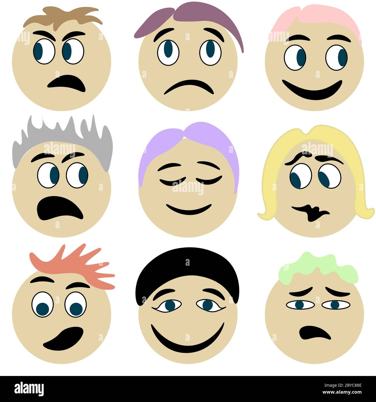 Hand drown doodle funny emoji character set Stock Vector Image & Art ...
