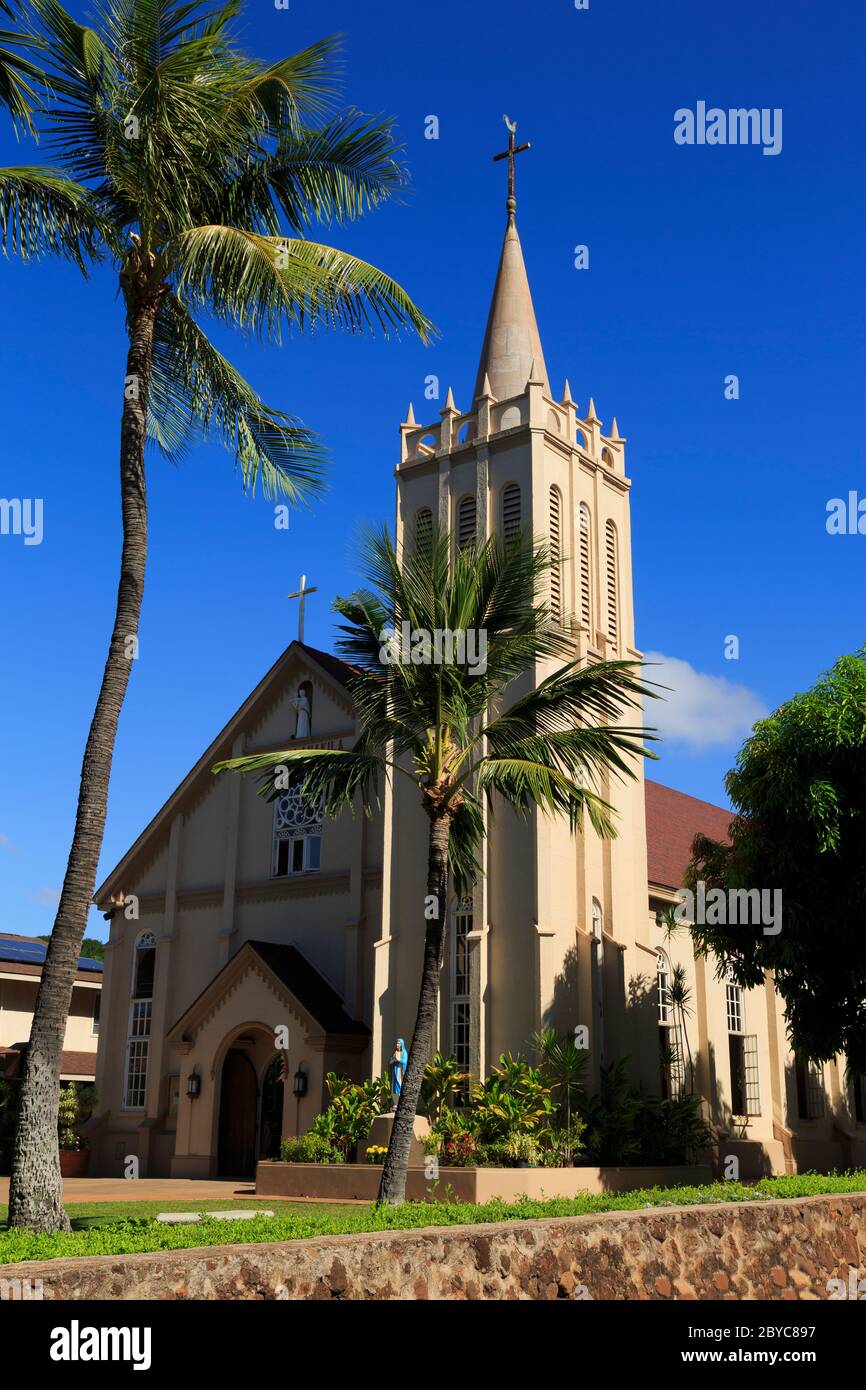 Maria Lanakila Catholic Church, Lahaina, Maui Island, Hawaii, USA Stock ...