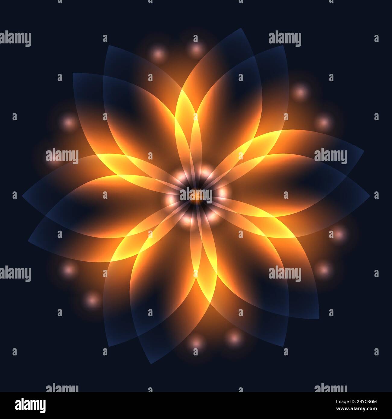 Abstract glowing light flower, symbol of life and energy, fire f Stock ...