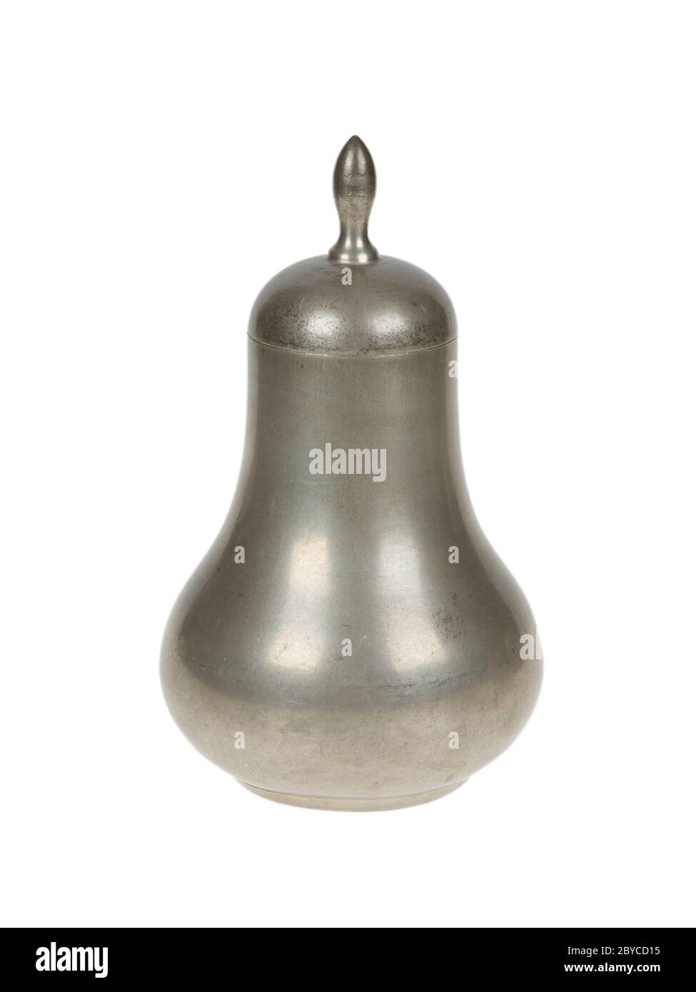 Very old tin sugar pot full of scratches Stock Photo - Alamy