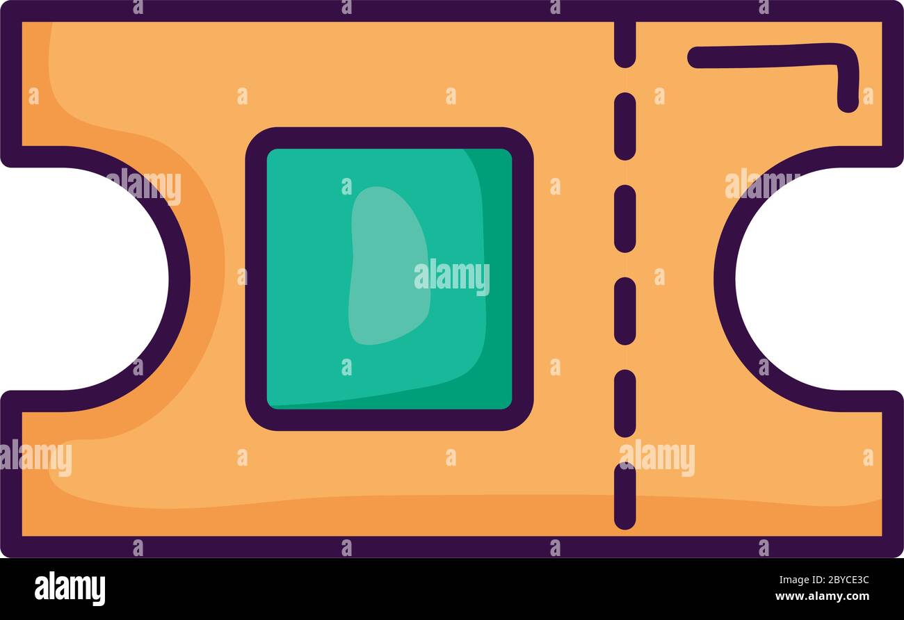 game ticket icon over white background, line color style, vector ...