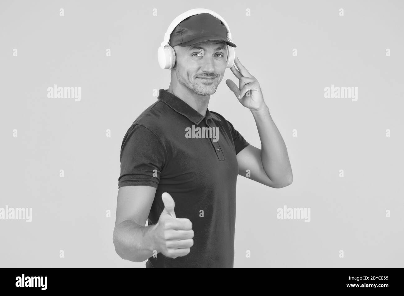 Approval headphones Black and White Stock Photos & Images - Alamy