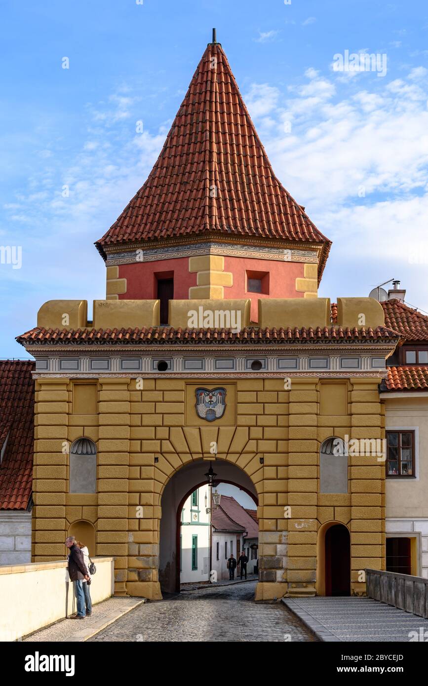 The Budweiser Gate / Budejovicka Brana at the north of the old town of ...
