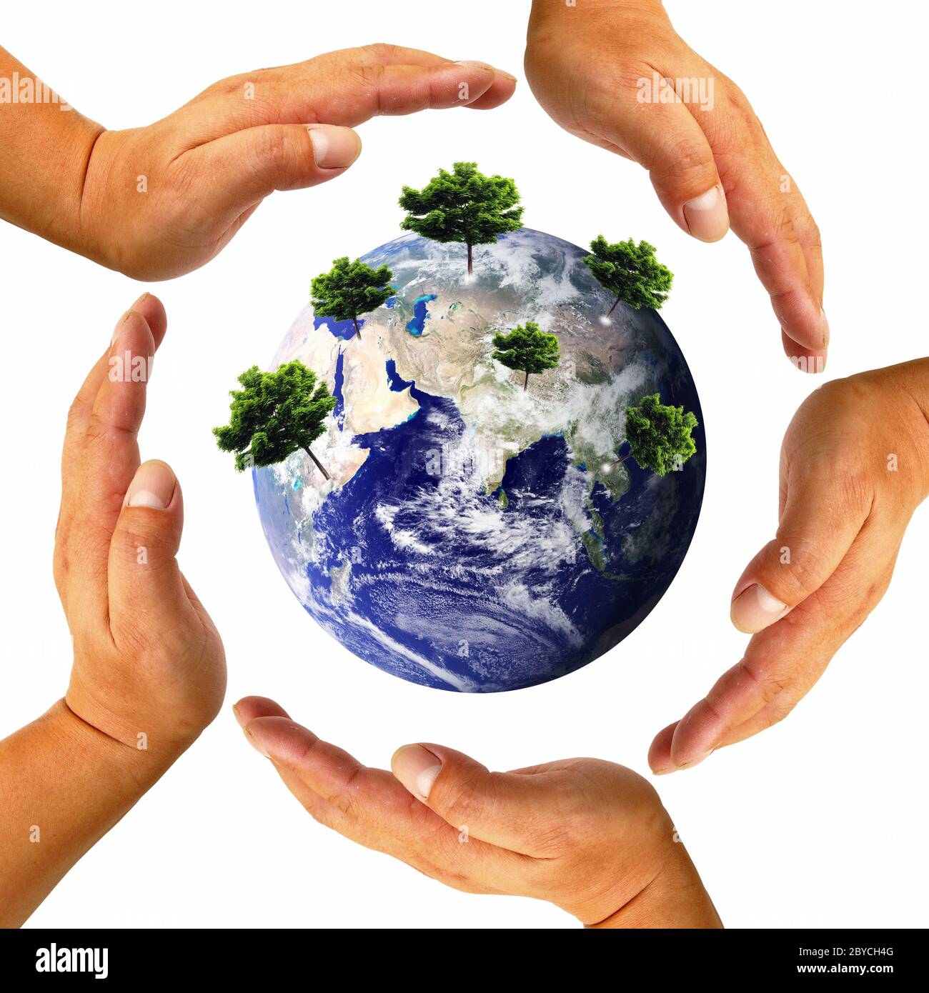 Earth with tree in hand Stock Photo - Alamy