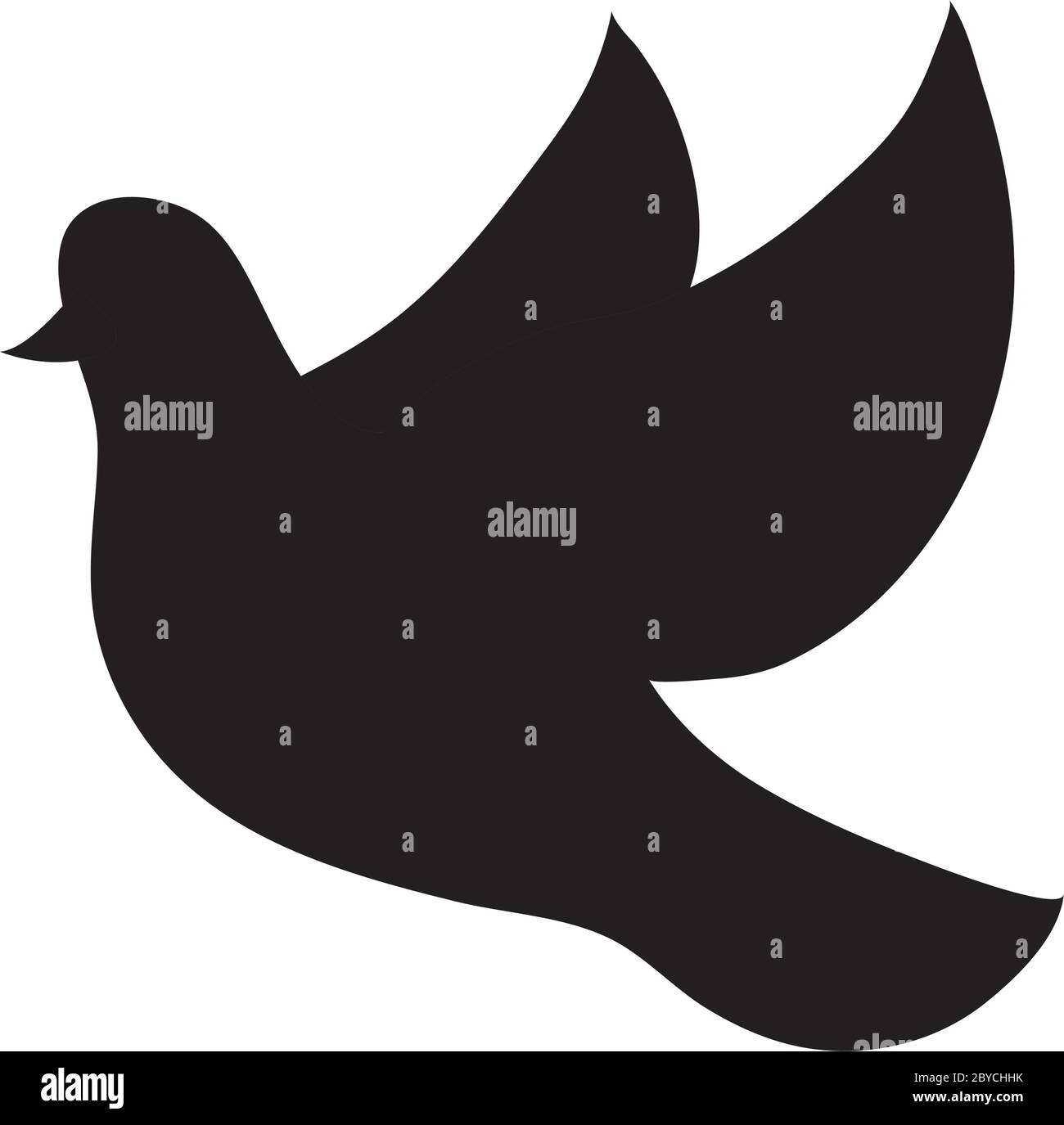 dove shape icon over white background, silhouette style, vector ...