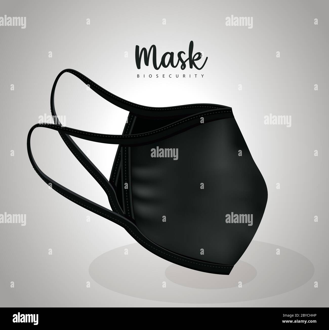 Black mask design of Medical care and covid 19 virus theme Vector ...