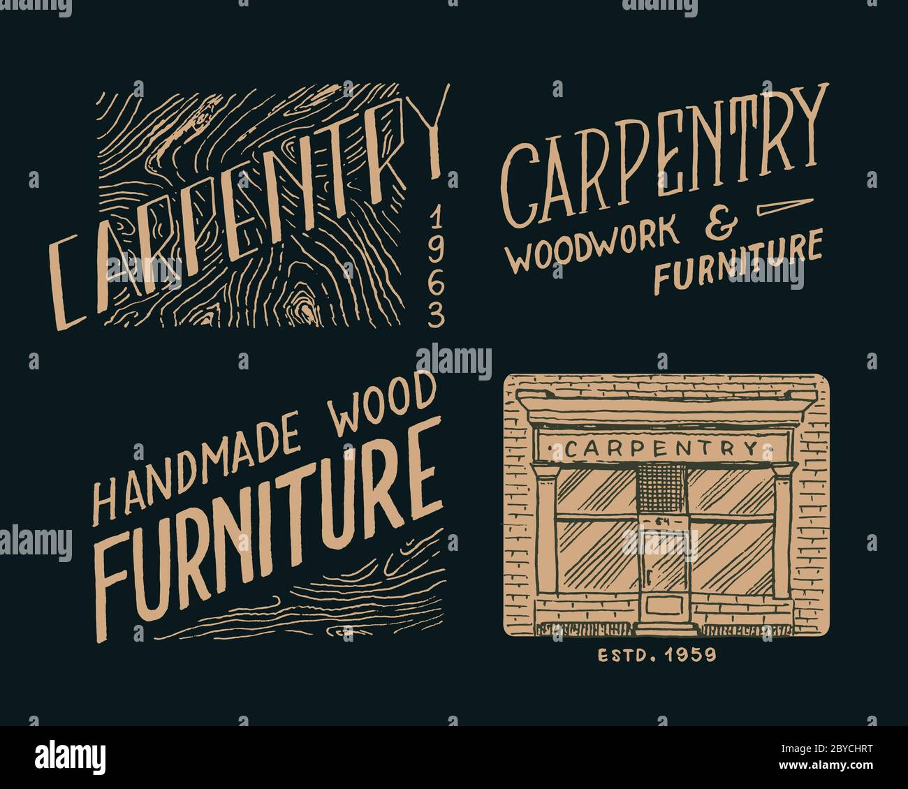 Wooden labels for Workshop or signboards. Vintage logo, Badges for ...
