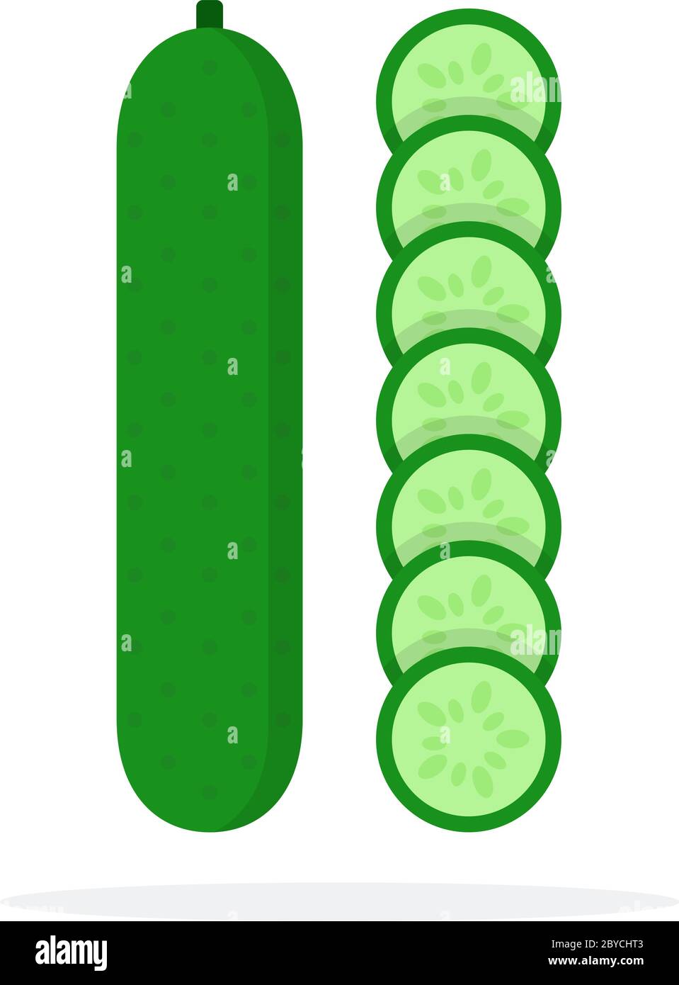Whole cucumber and sliced cucumber flat isolated Stock Vector Image ...