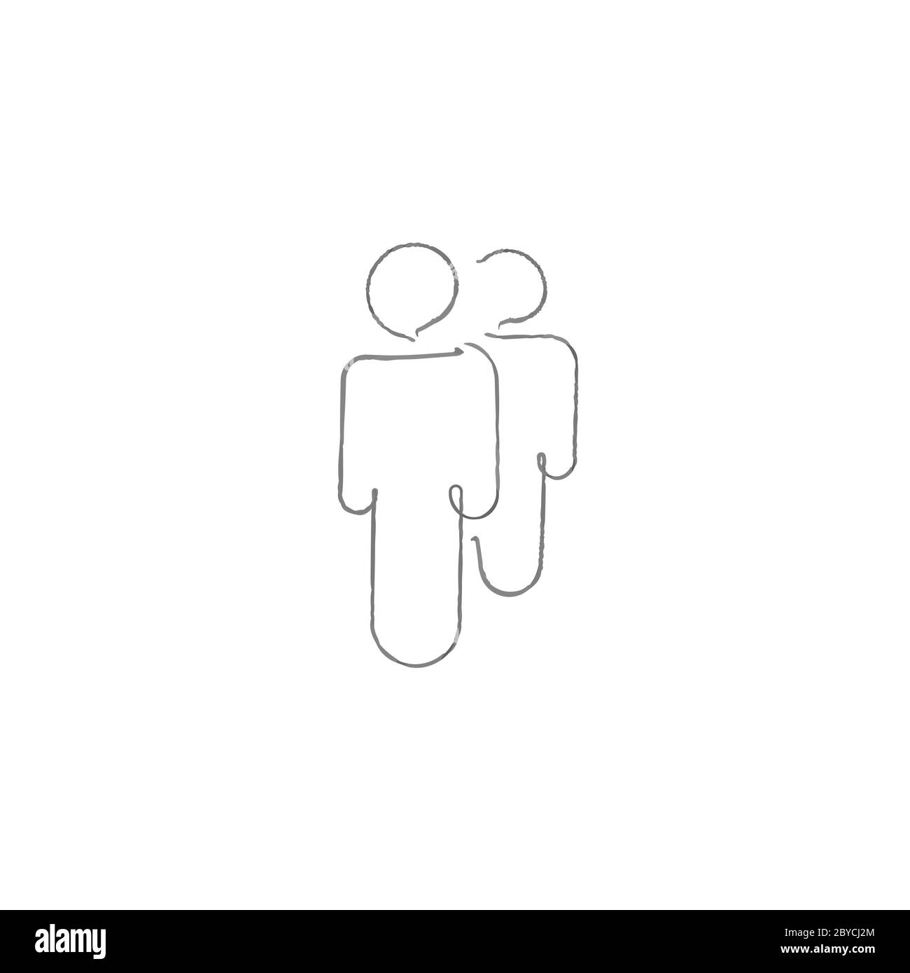 Two people with watercolour effect linear design. community team ...