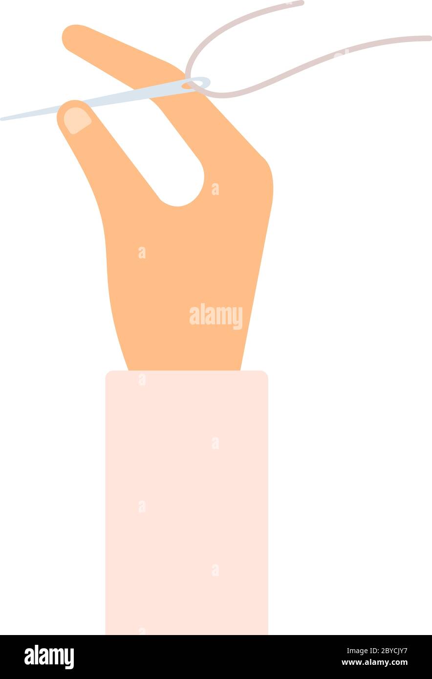 Hand holding needle thread Stock Vector Images - Alamy