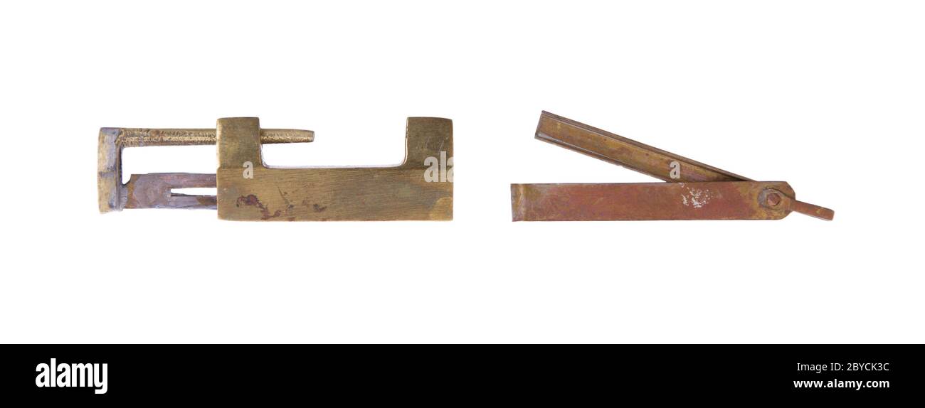 Rusted open padlock, isolated Stock Photo - Alamy