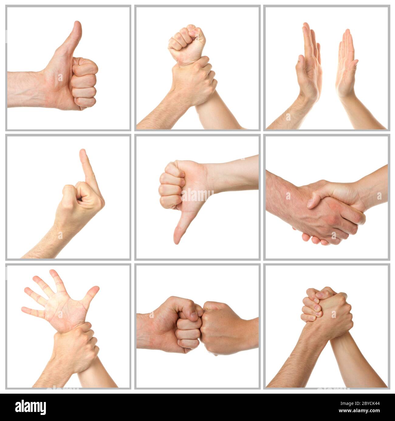 Collage of woman and man hands Stock Photo - Alamy