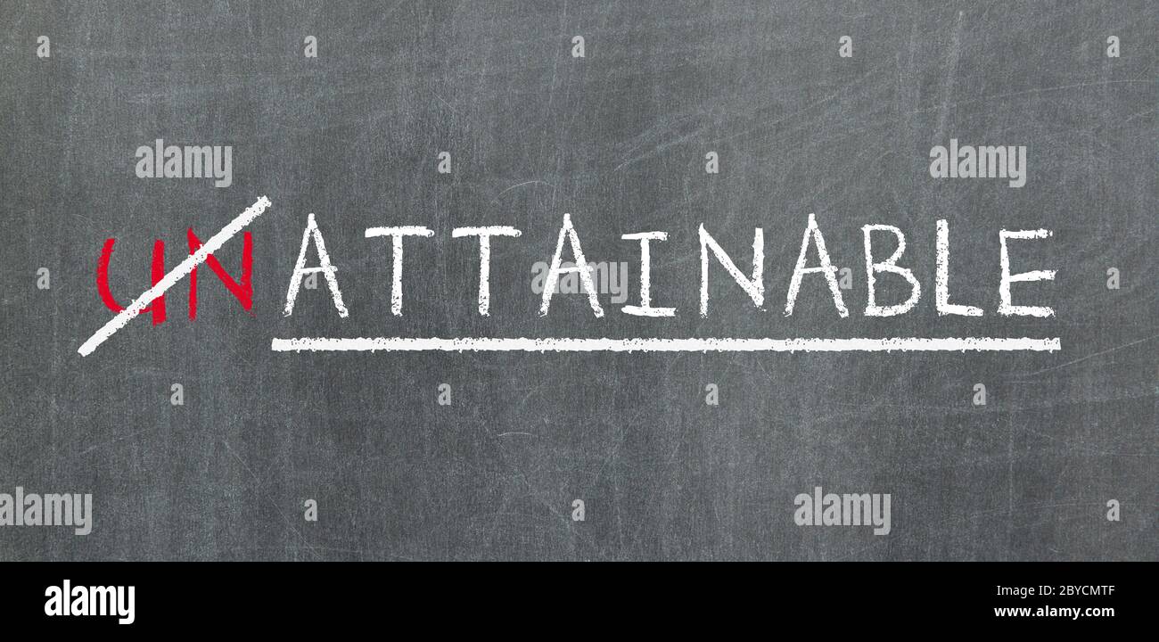 Unattainable and attainable sign Stock Photo - Alamy