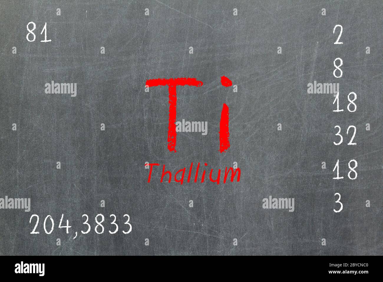Isolated blackboard with periodic table, Thallium Stock Photo - Alamy