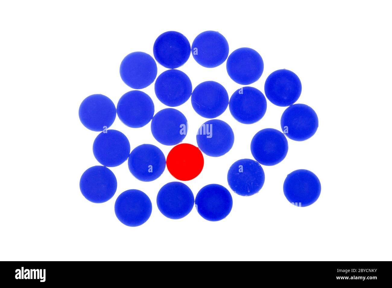 Red and blue chips used in the game line-up 4 Stock Photo - Alamy