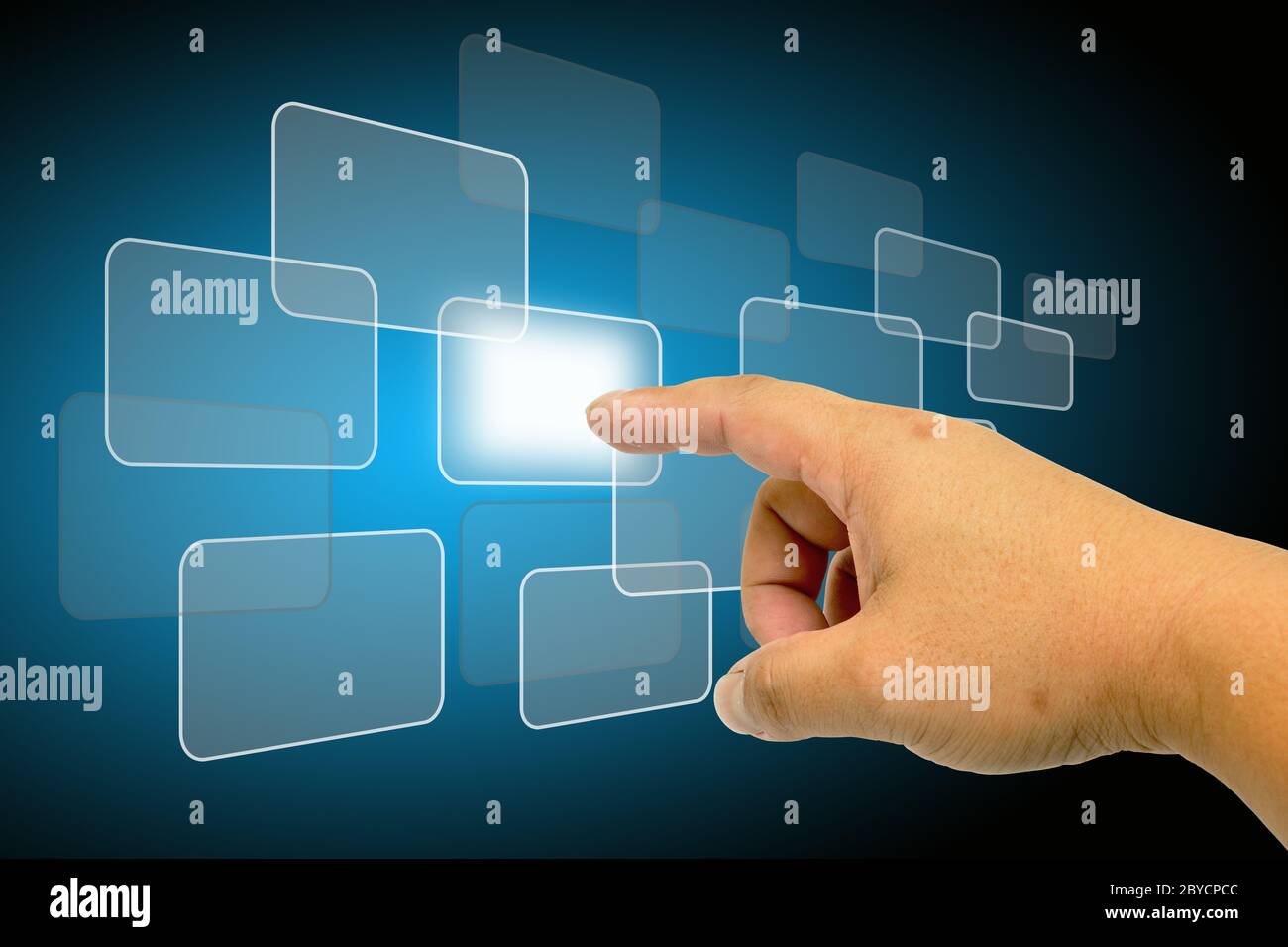 Hand pushing a button Stock Photo - Alamy