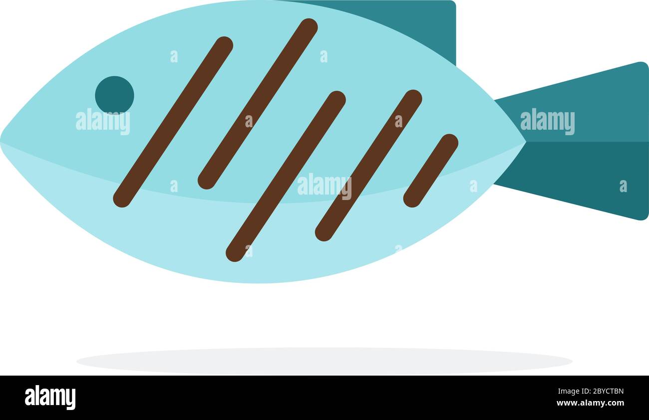 Whole grilled fish vector flat isolated Stock Vector Image & Art - Alamy