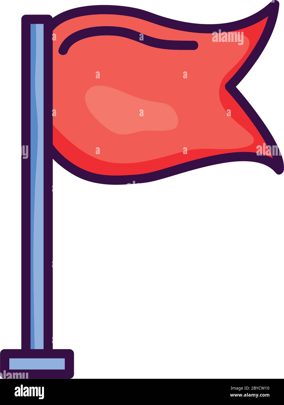 game flag in pole icon over white background, line color style, vector ...