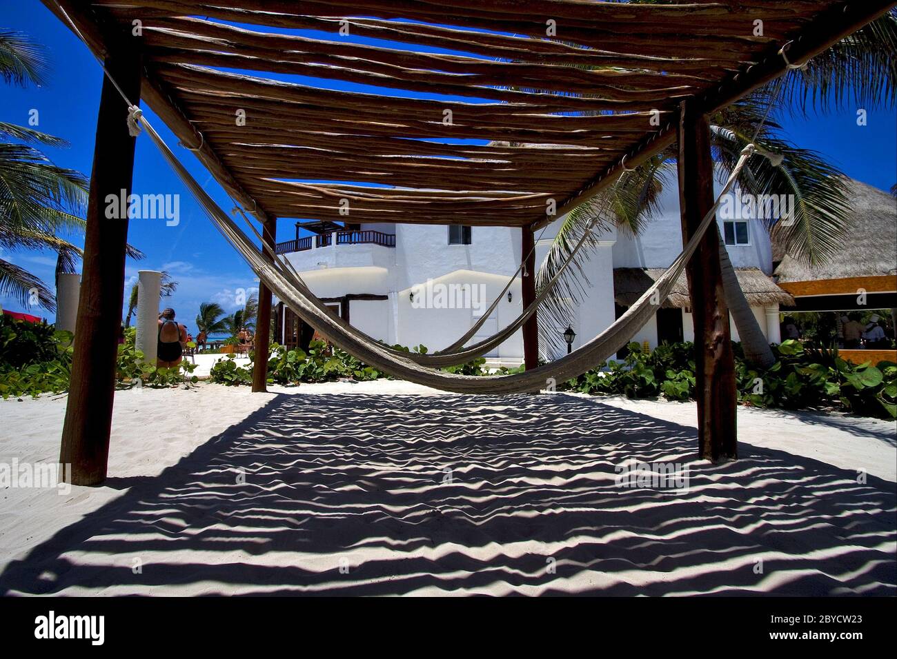 mexico hammock tree palm peace Stock Photo - Alamy