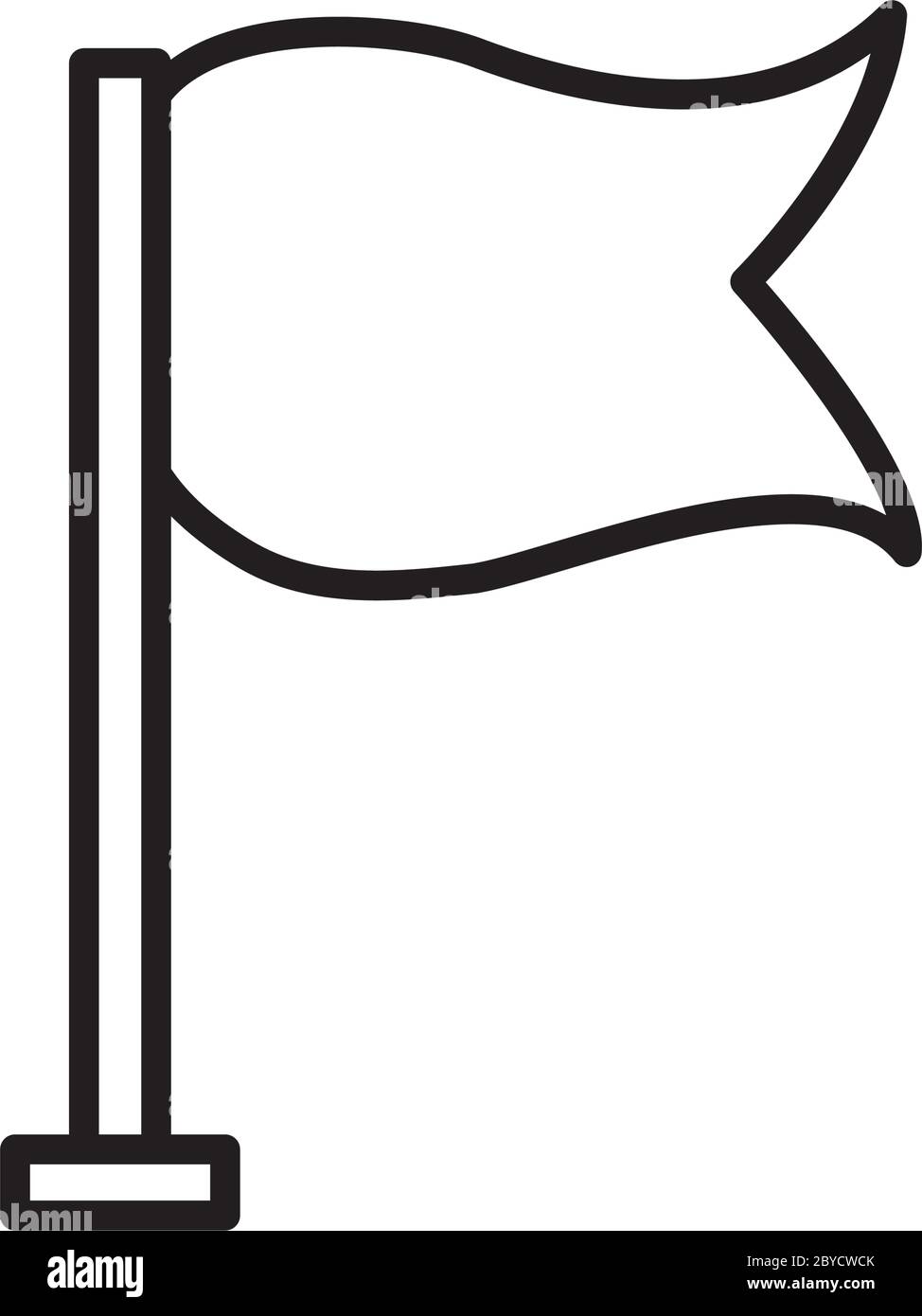 game flag in pole icon over white background, line style, vector ...