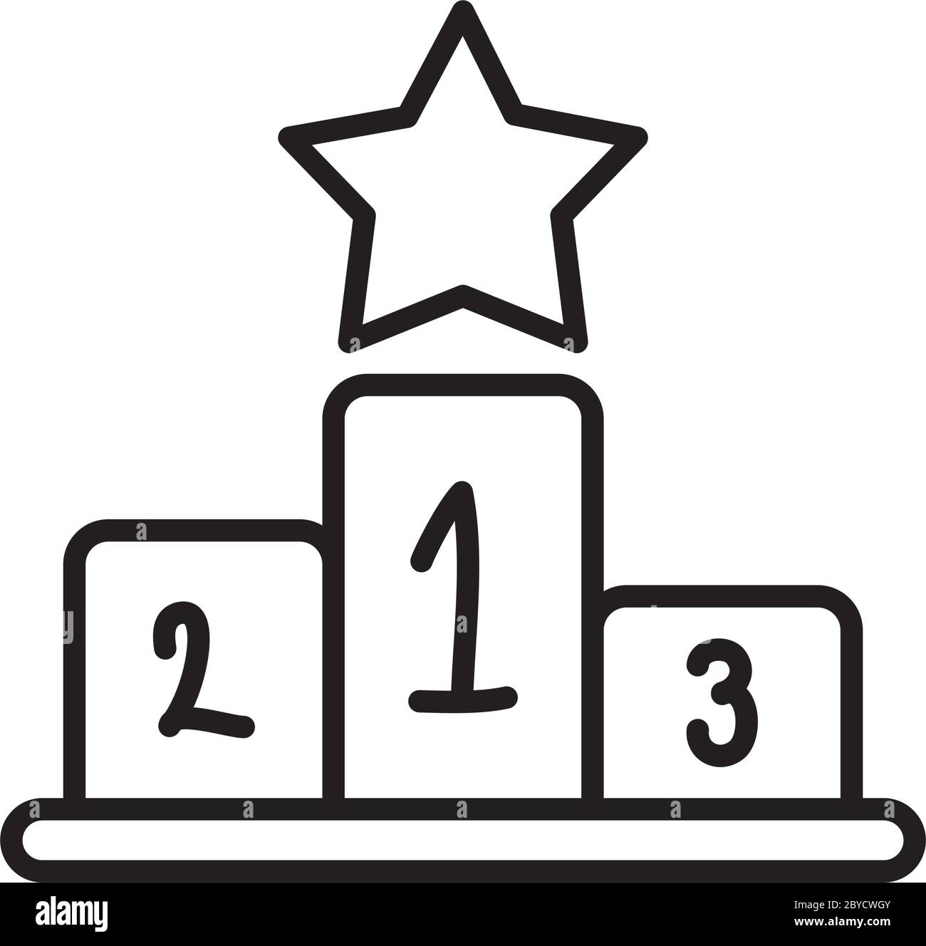 sport podium with star icon over white background, line style, vector ...