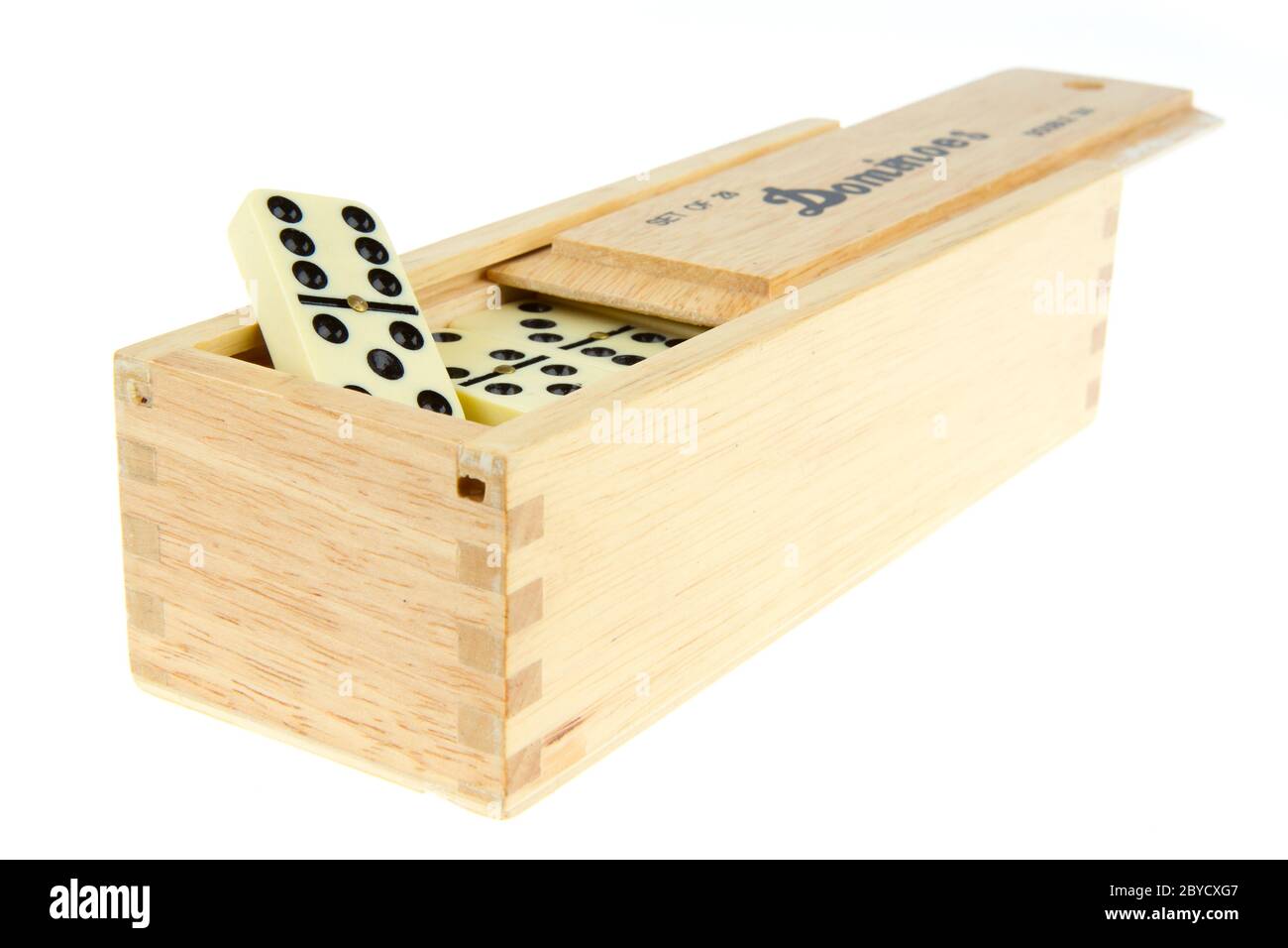 Domino in wooden box Stock Photo - Alamy
