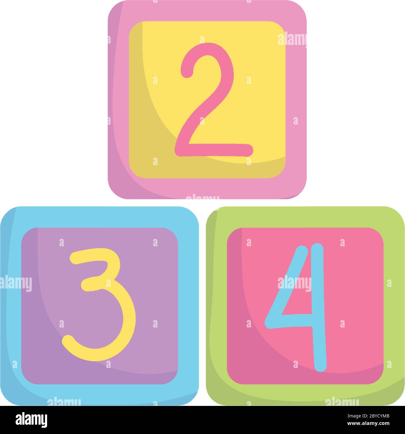 baby shower, cubes with numbers toys, announce newborn welcome isolated ...