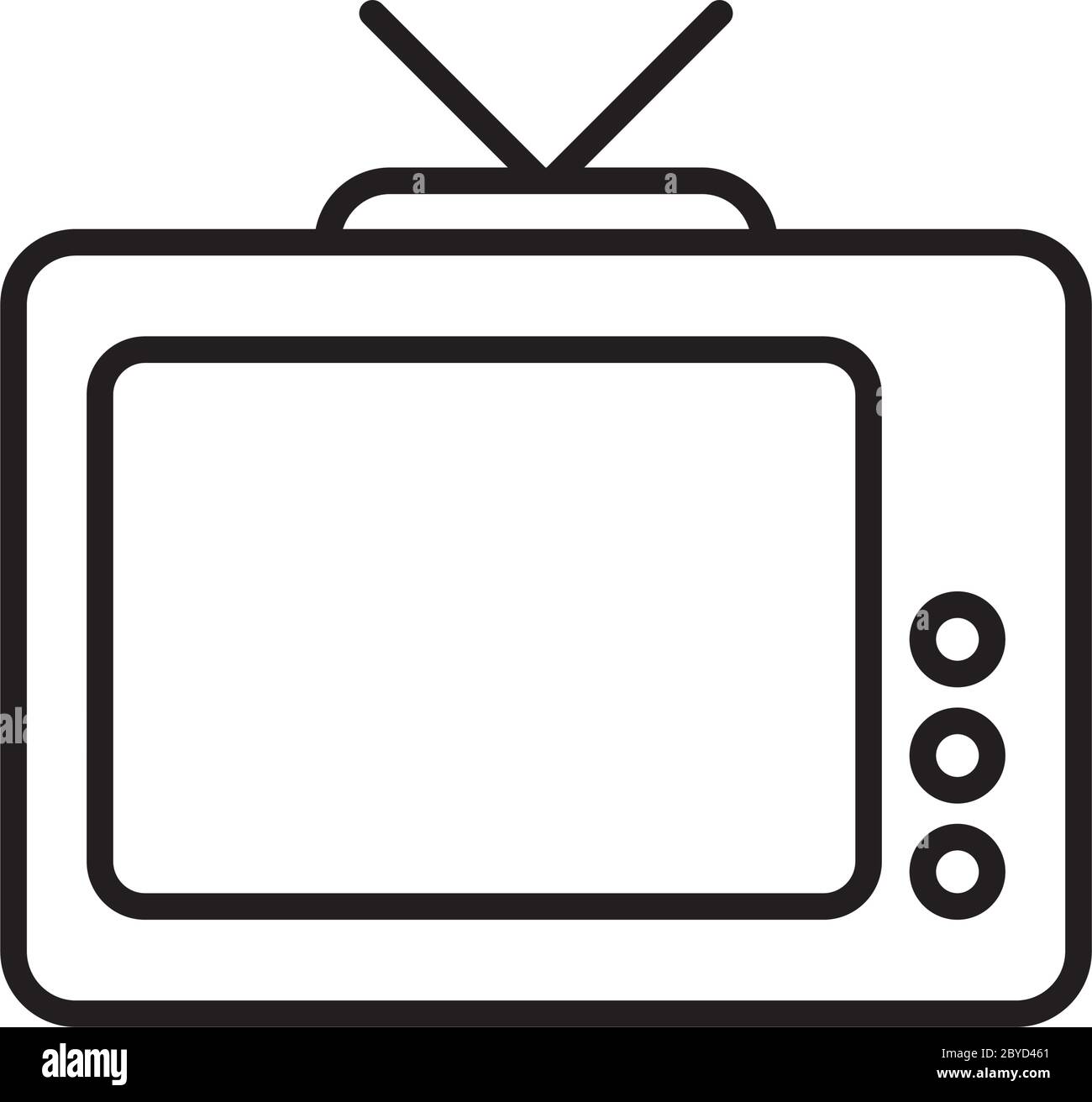 retro television icon over white background, line style, vector ...