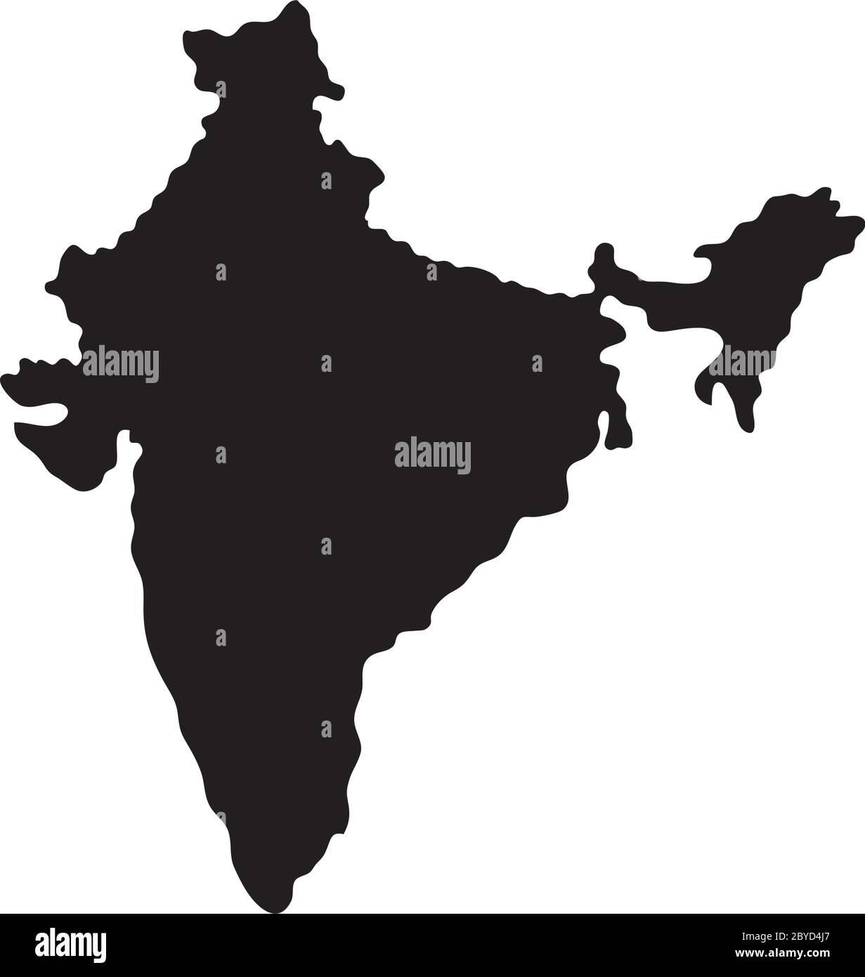 India map icon over white background, silhouette style, vector ...