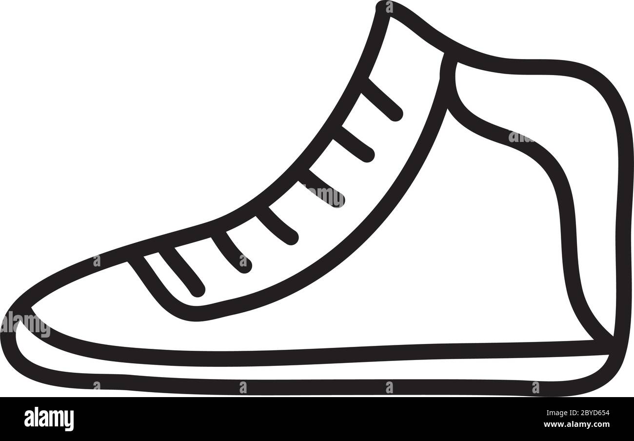 basketball shoe icon over white background, line style, vector ...