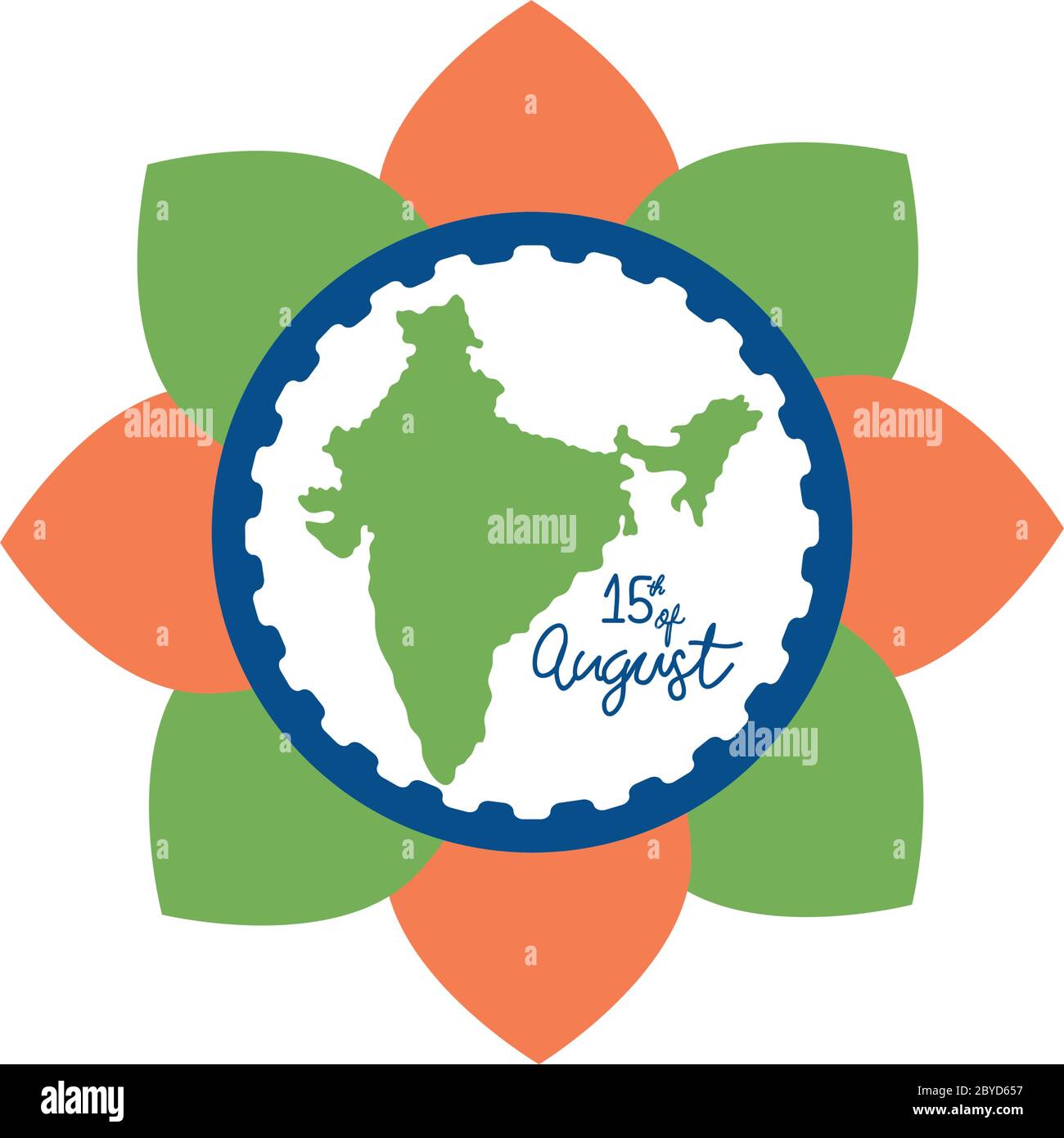 india independence day concept, decorative flower with india map icon ...