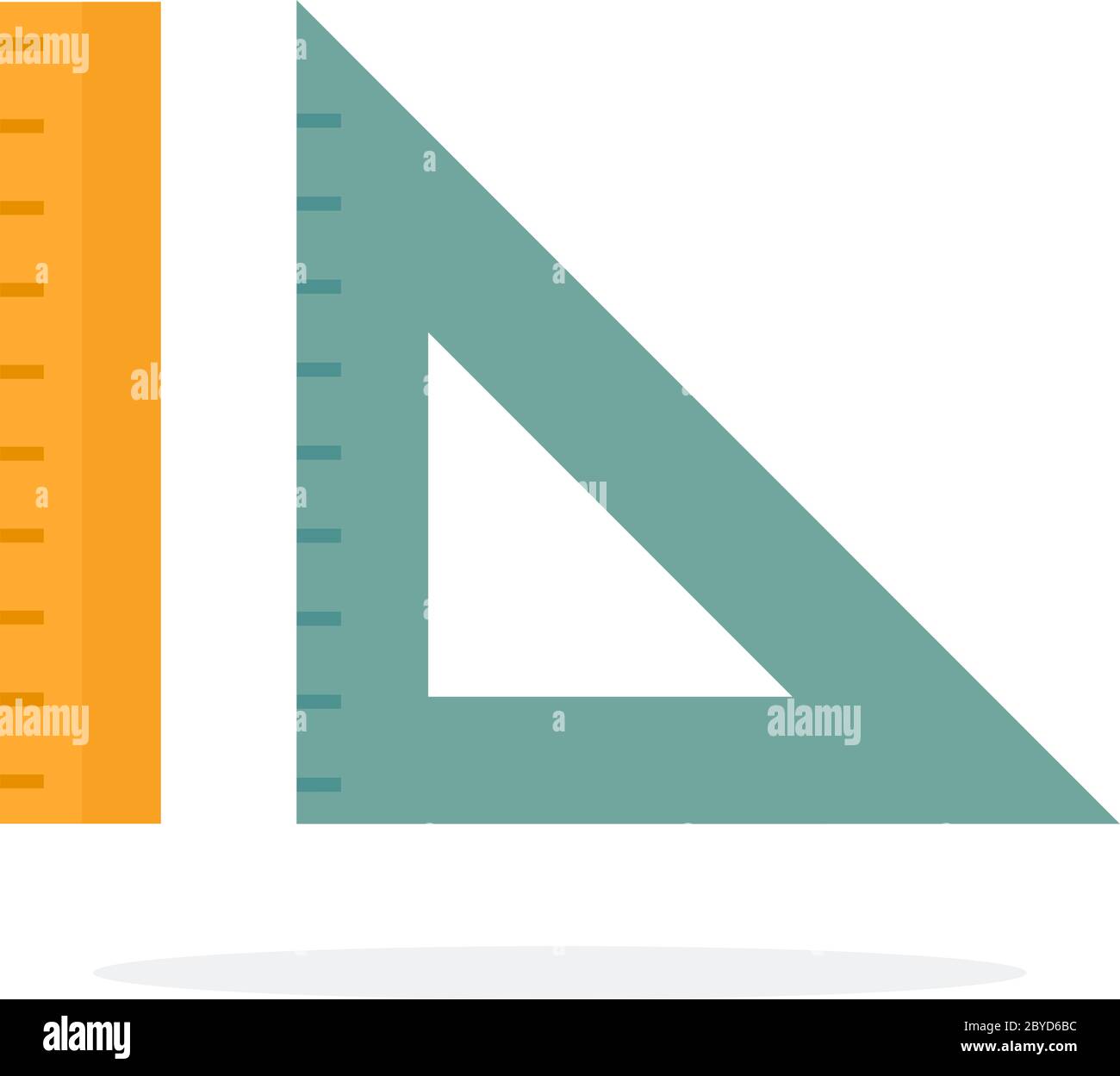 Triangular ruler and straight ruler vector flat isolated Stock Vector ...