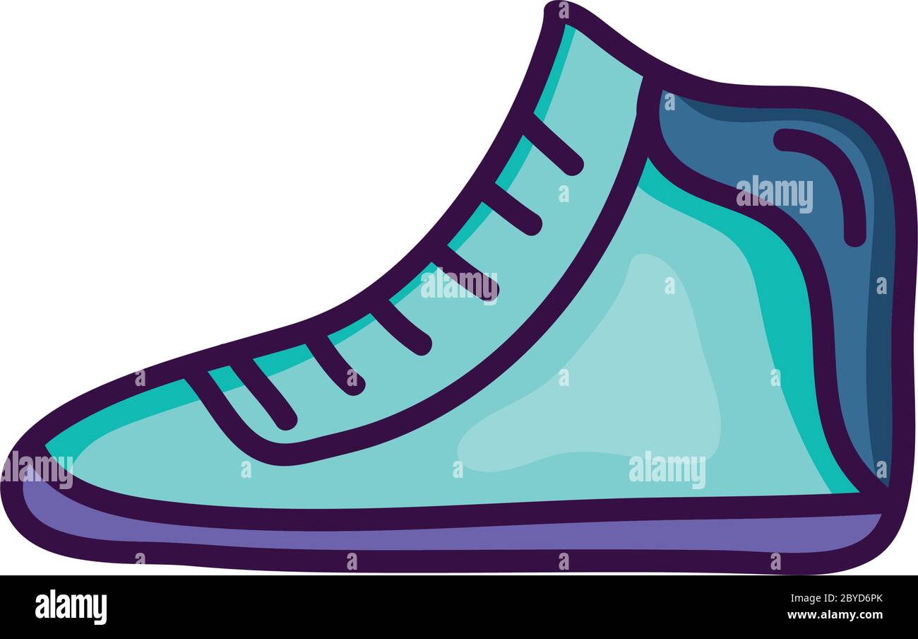 basketball shoe icon over white background, line color style, vector ...