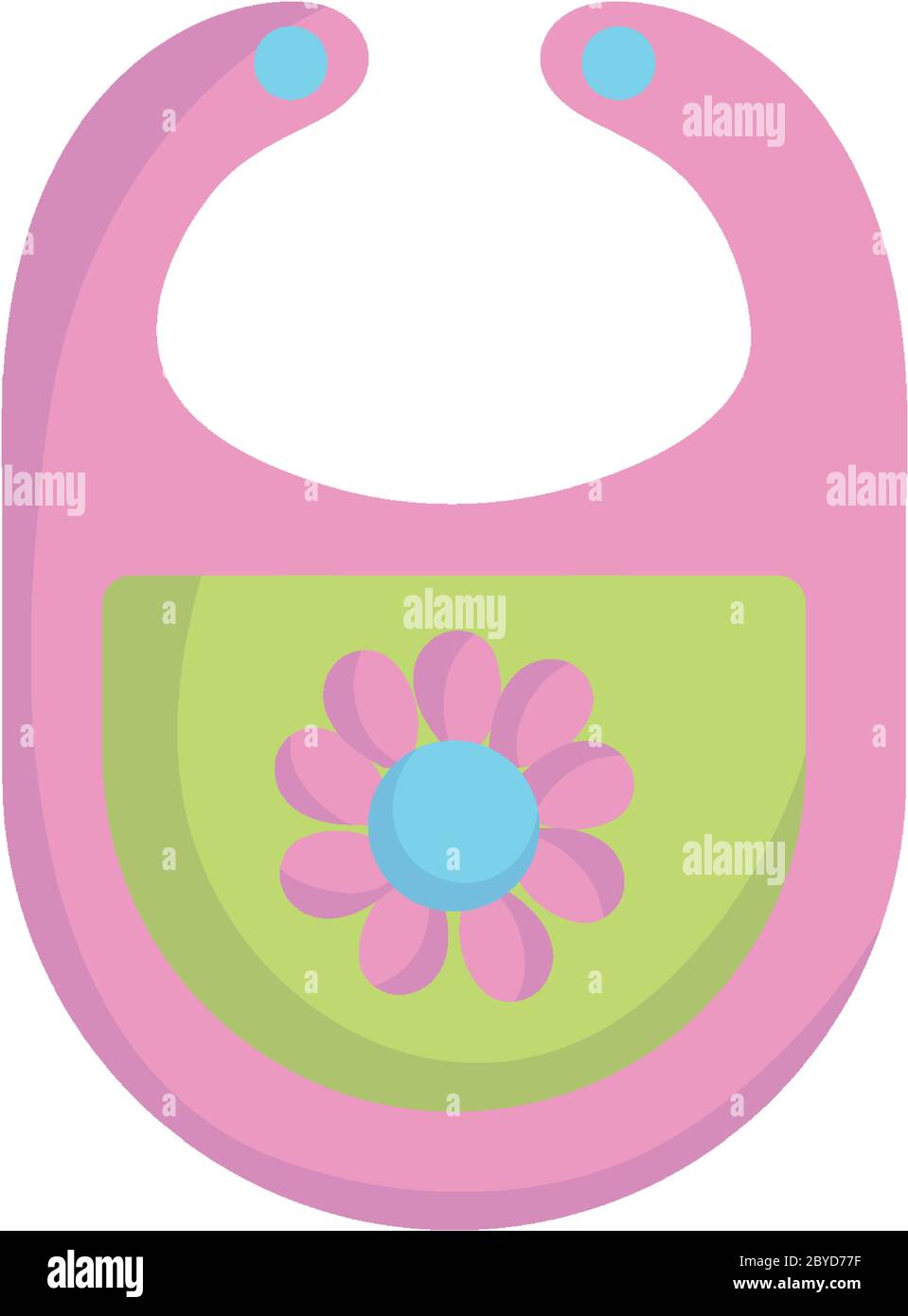 baby shower, bib with flower clothes, announce newborn welcome isolated ...